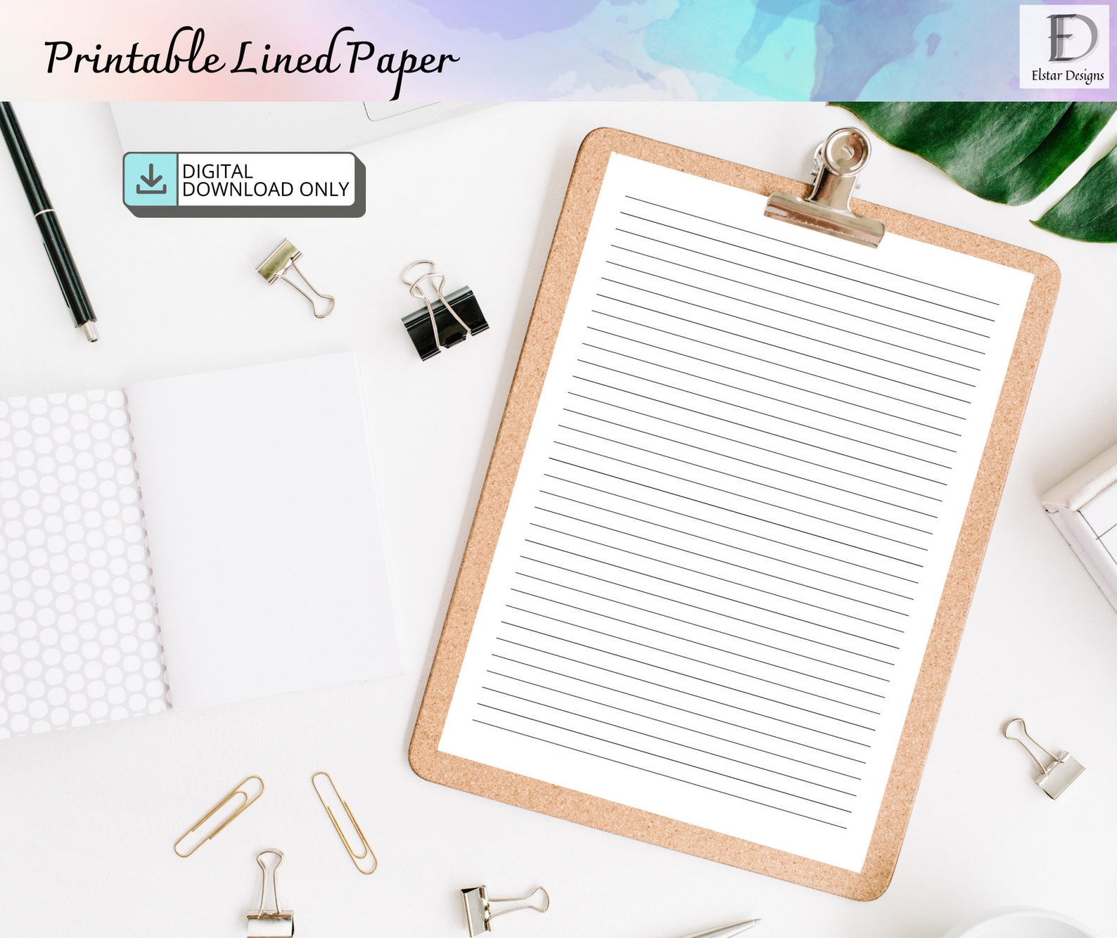 Lined Paper, Printable Lined Paper, Writing Paper, Printable Stationary ...