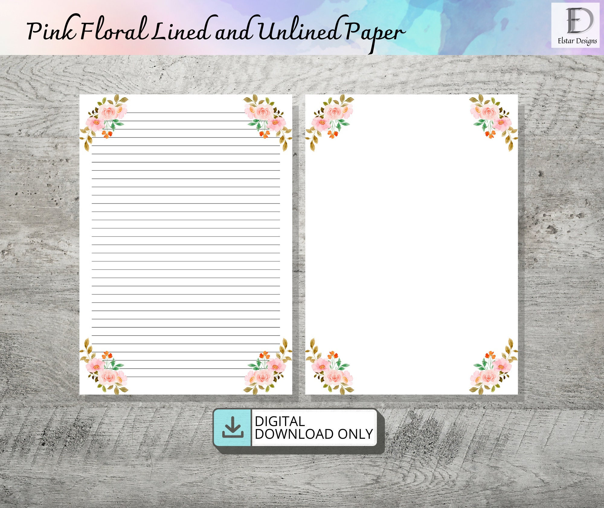 Floral Letter Writing Paper, Printable Stationery for Creative Writing ...