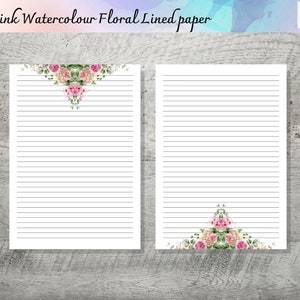 Floral Lined Writing Paper: Printable Stationery Set (digital Download ...