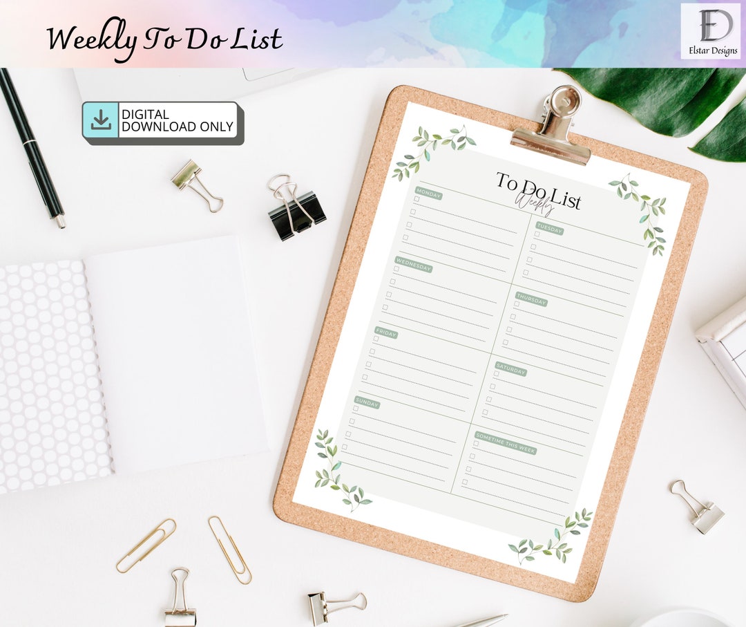 Printable to Do List, Printable Stationary, Weekly Planner, Daily ...