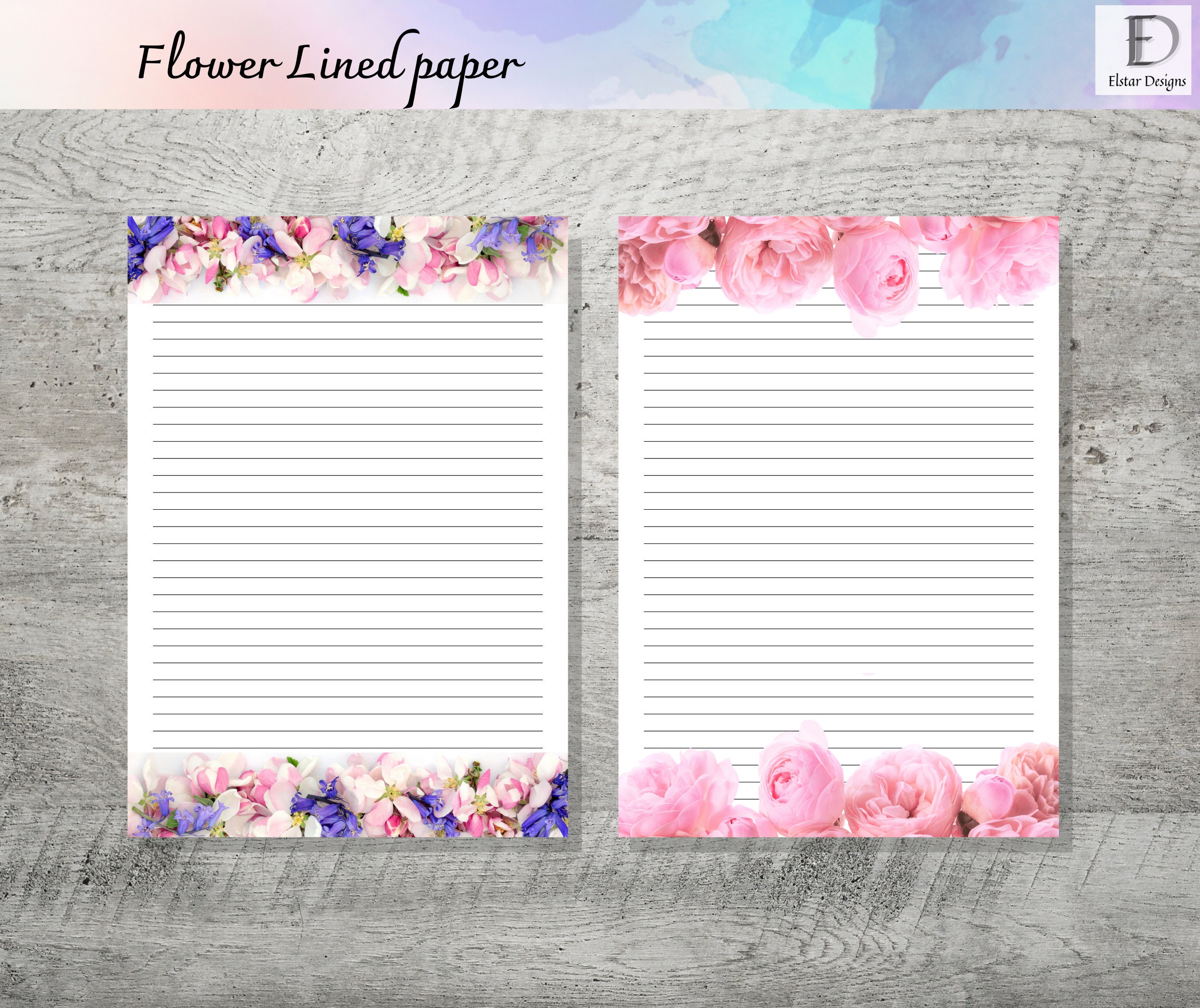 Printable Floral Lined Paper, Printable Lined Paper, Letter Writing ...
