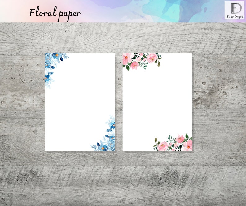 Floral Writing Paper: Decorative Stationery, 20 Pages (digital Download ...
