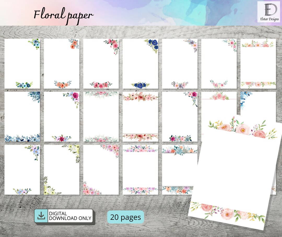 Floral Writing Paper Printable Blank Paper Letter Writing - Etsy