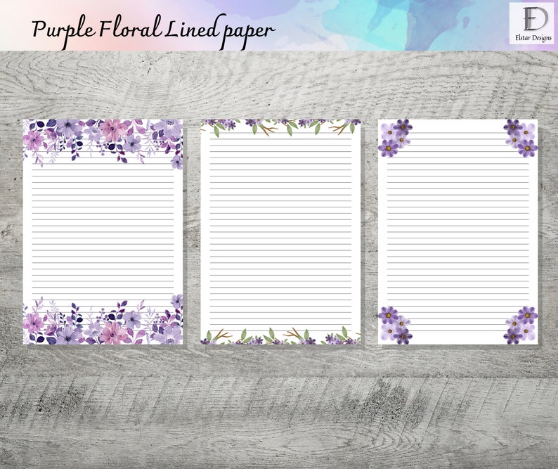 Floral Lined Paper A4 and US Letter Printable PDF – Writing Paper for ...