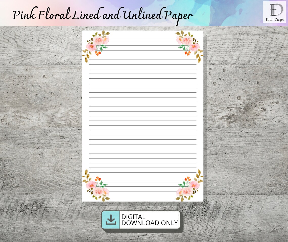 Floral Letter Writing Paper, Printable Stationery for Creative Writing ...