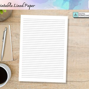Lined Paper, Printable Lined Paper, Writing Paper, Printable Stationary ...