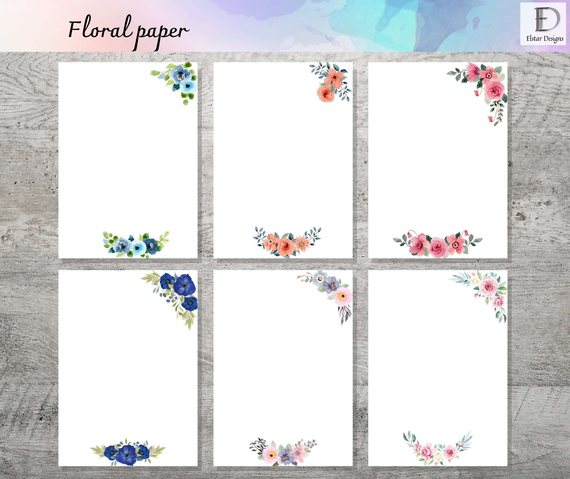 Floral Writing Paper Printable Blank Paper Letter Writing - Etsy
