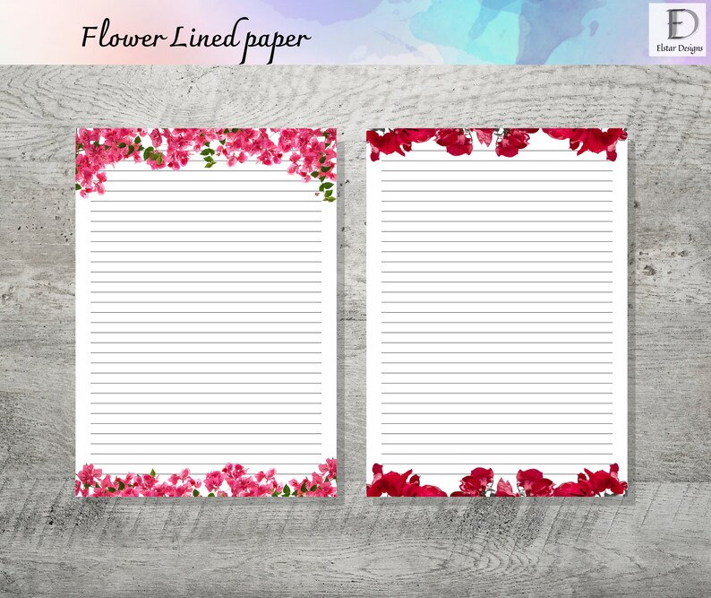 Printable Floral Lined Paper, Printable Lined Paper, Letter Writing ...