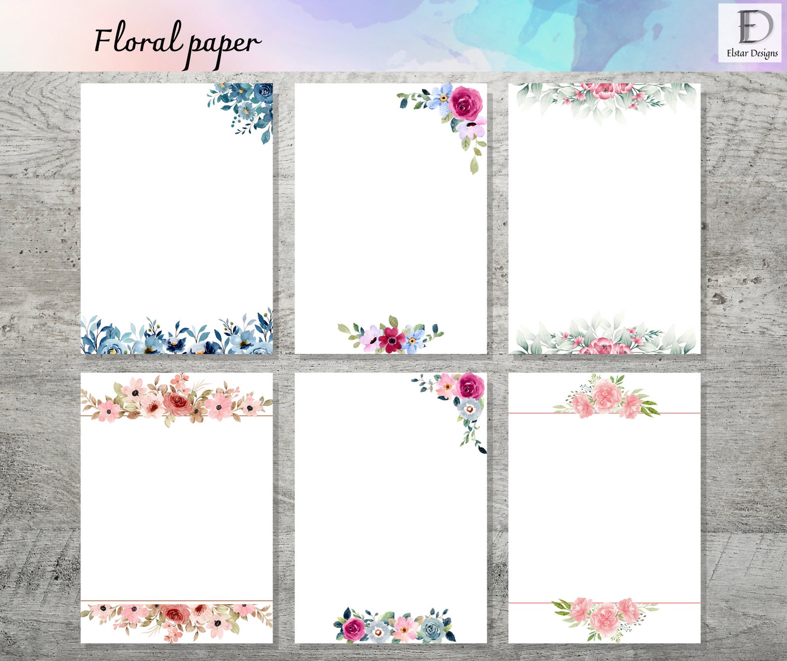 Floral Writing Paper Printable Blank Paper Letter Writing - Etsy