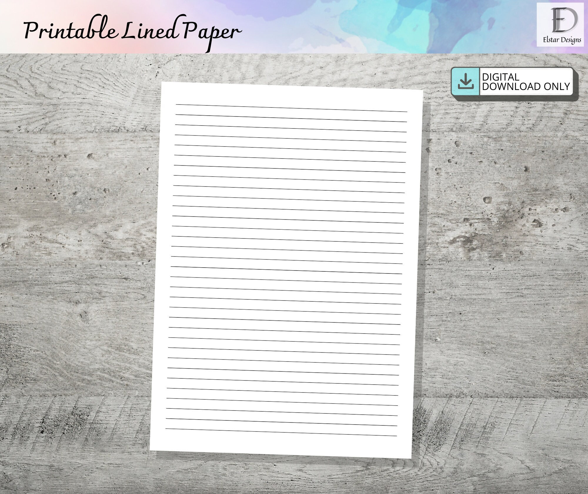 Lined Paper, Printable Lined Paper, Writing Paper, Printable Stationary ...