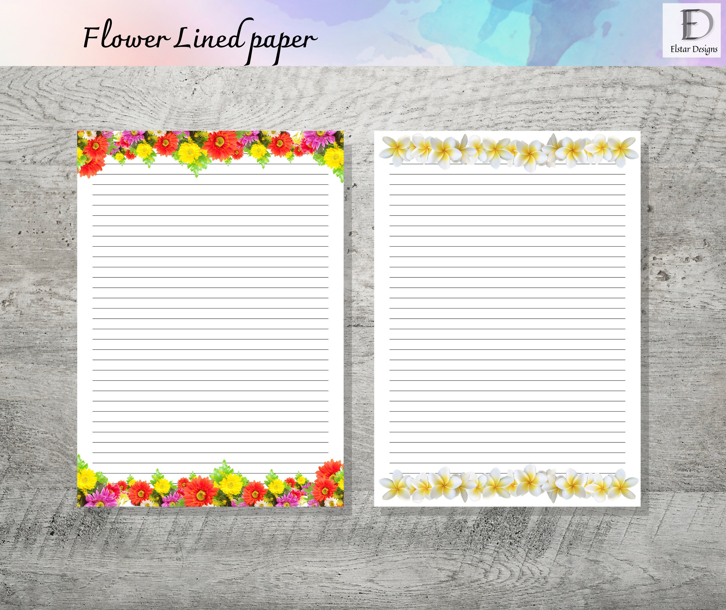 Printable Floral Lined Paper, Printable Lined Paper, Letter Writing ...