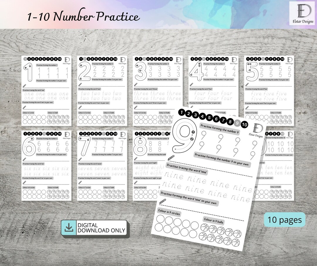 Printable Number Tracing Worksheets for Kids, Printable Number Tracing ...