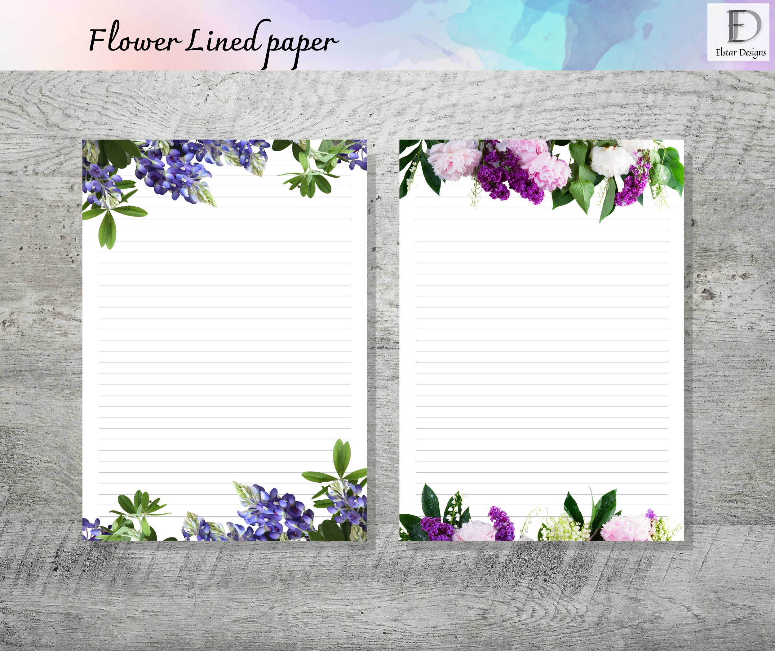 Printable Floral Lined Paper, Printable Lined Paper, Letter Writing ...