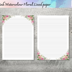 Floral Lined Writing Paper: Printable Stationery Set (digital Download ...