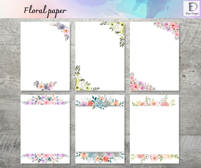 Floral Writing Paper Printable Blank Paper Letter Writing - Etsy