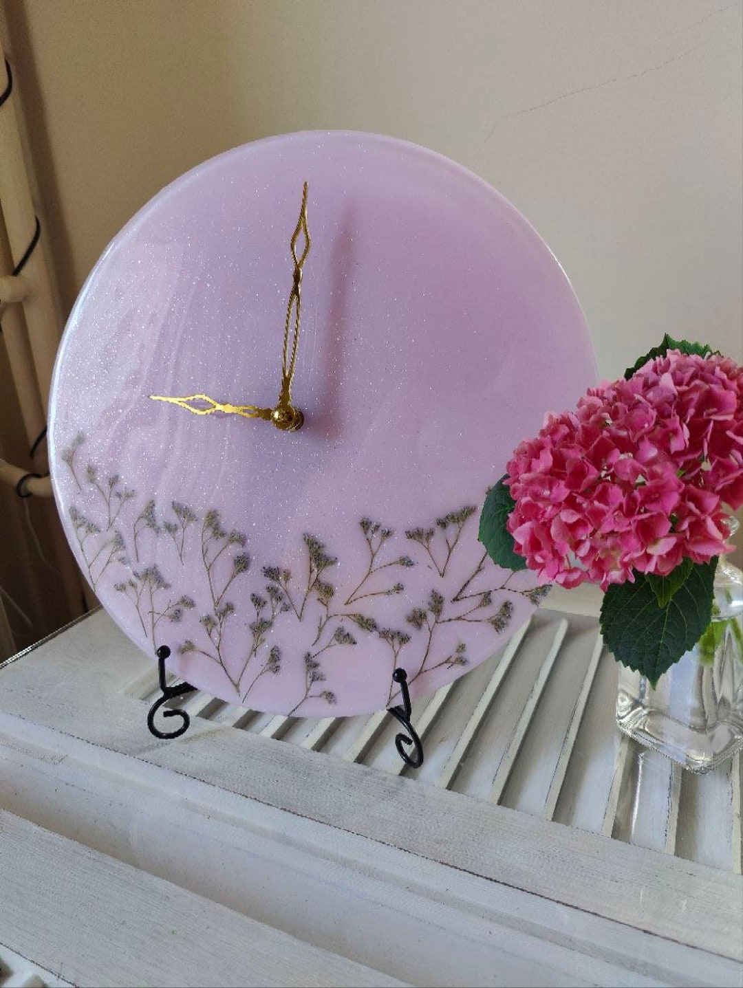Floral Clock, Resin Art Clock, Flowers, Gift for Her, Wedding Gift ...