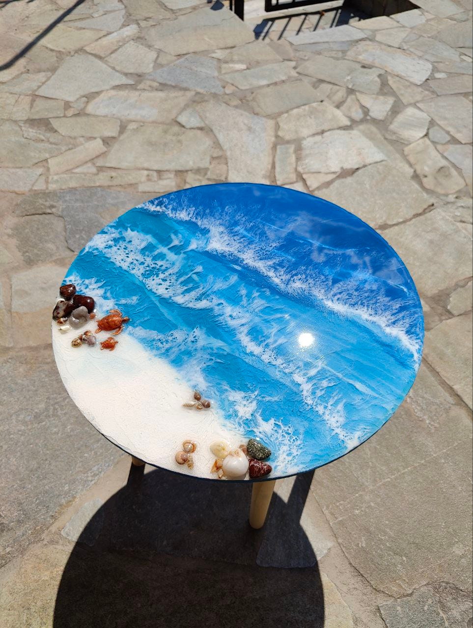Ocean Table With Turtles Made With Epoxy Resinbeautiful - Etsy