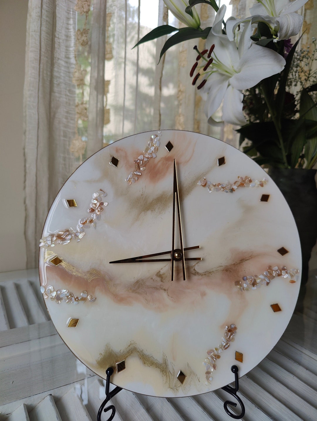 Classic Clock, Made With Epoxy Resin in Natural Colors, Imitation of ...