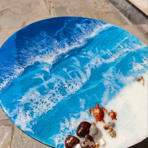Ocean Table With Turtles, Made With Epoxy Resin,beautiful Greek Island ...