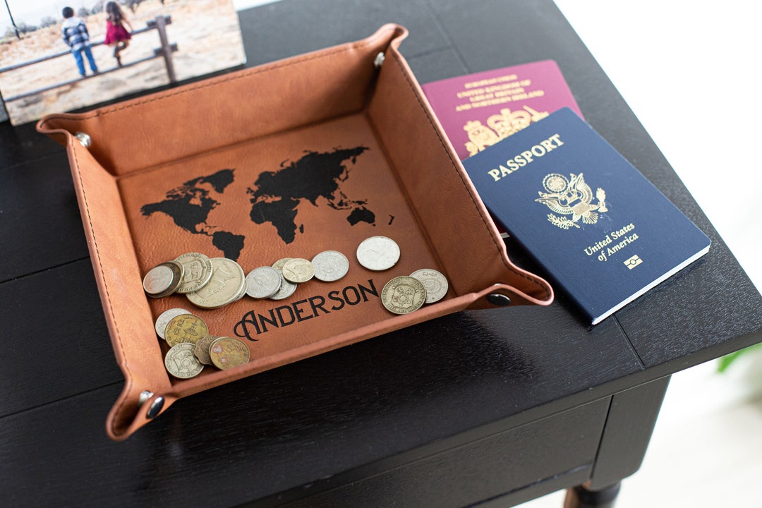 Personalized Snap Tray, Valet Tray, Vegan Leather Desk Organizer ...