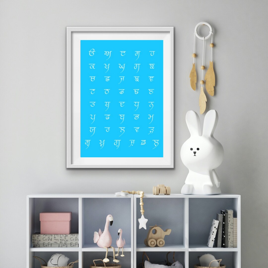 Punjabi Alphabet Printable Poster - Blue - Etsy