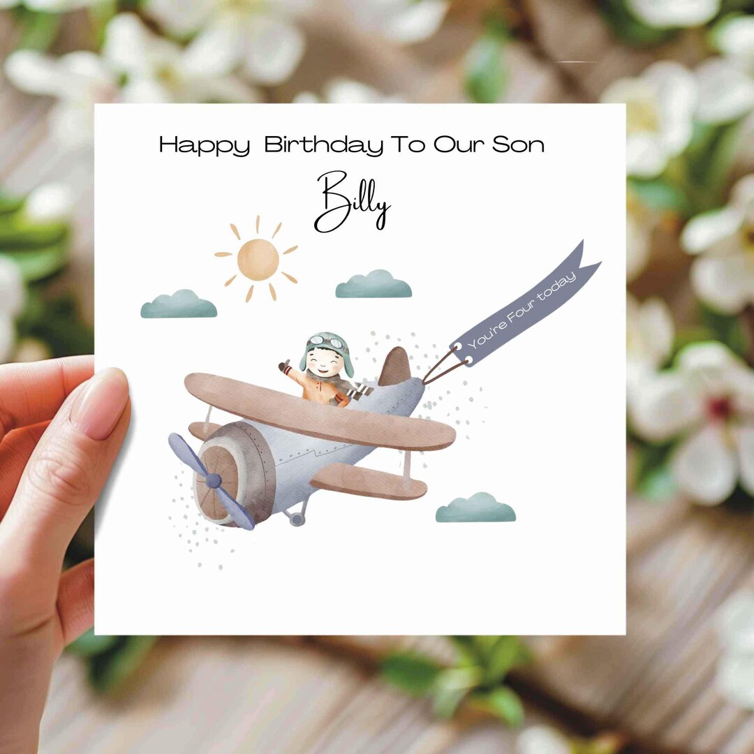 Personalised Plane Birthday Card - Pilot Theme - Birthday Card for ...
