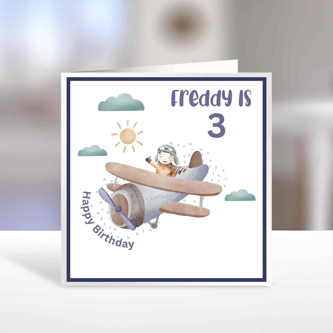 Watercolour Plane Birthday Card Perfect for Boys, Sons, Brothers, or ...