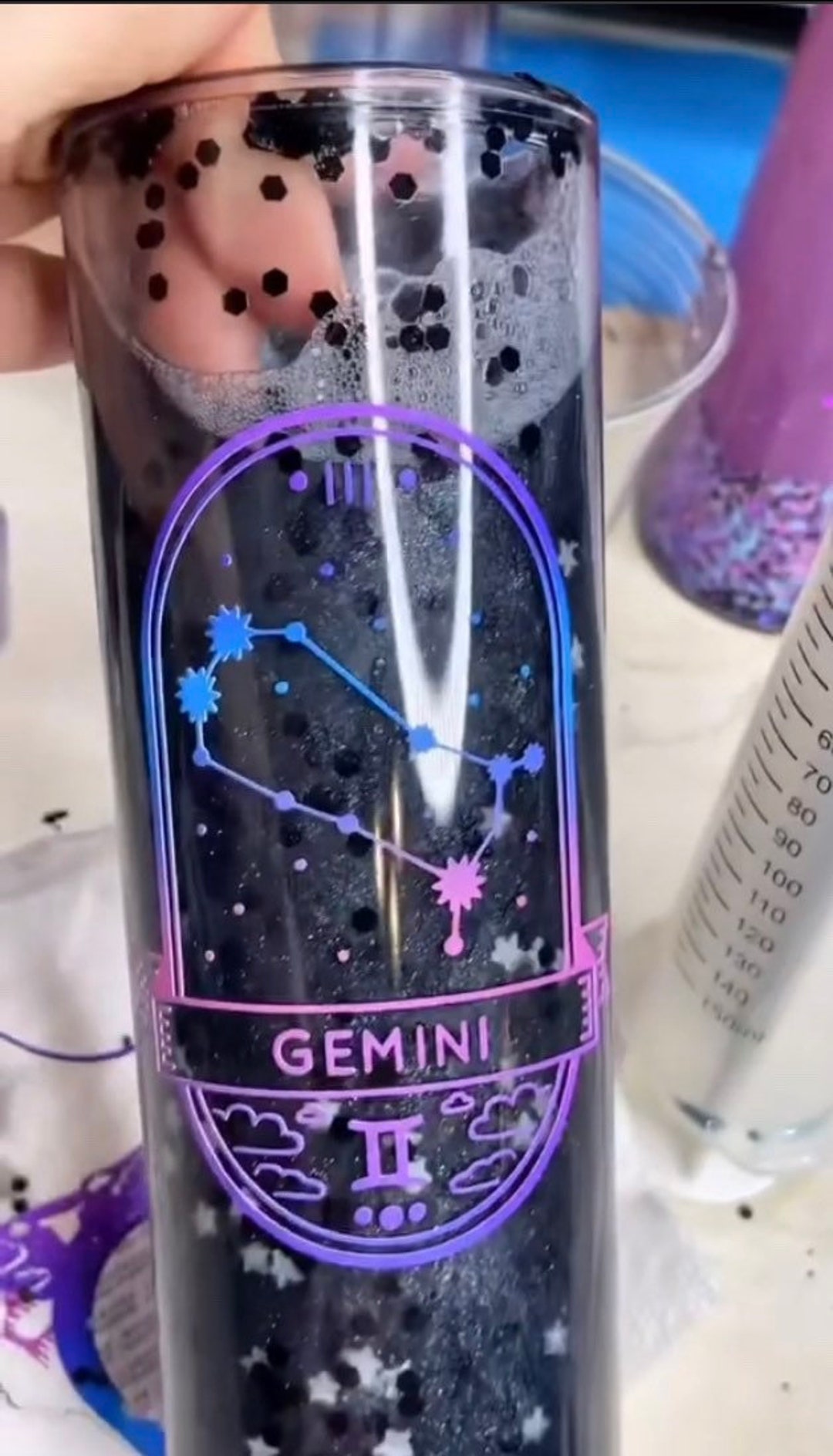 Gemini, Galaxy, Glow in the Dark Star, Zodiac, 16oz BPA Free Snow Globe ...