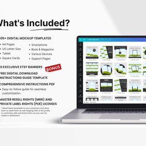 Digital Product Mockup Templates Bundle With PLR & MRR, Digital Listing ...