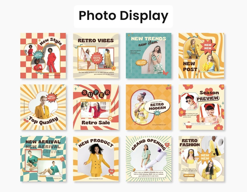 Retro Vibes Instagram Post Templates Retro Instagram - Etsy