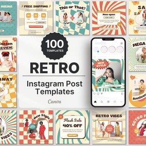 Retro Vibes Instagram Post Templates, Retro Instagram Canva Templates ...