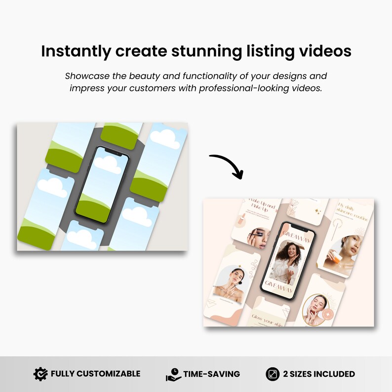 Etsy Smartphones Listing Video Template Canva, Story Templates Video ...