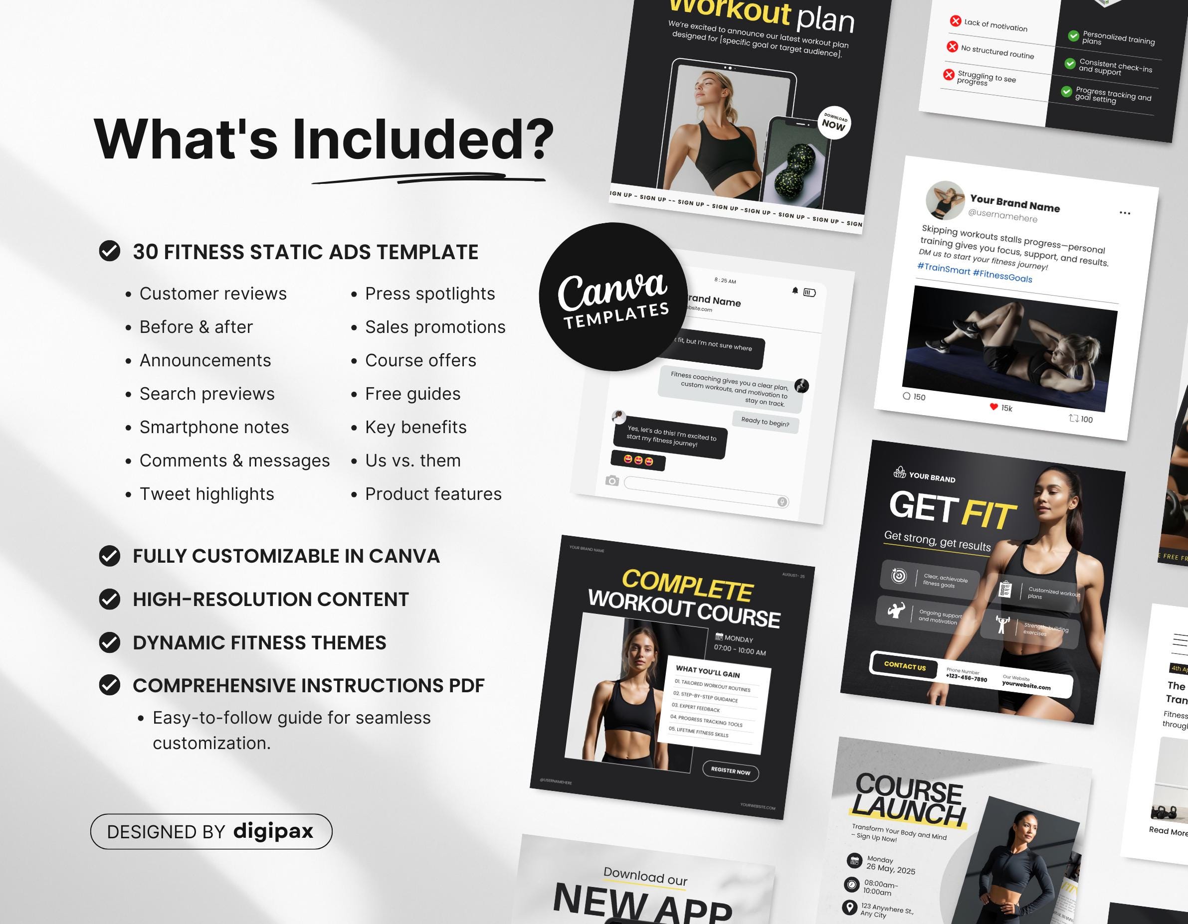 Fitness Coach Static Ad Templates Canva, Meta Ads for Trainers & Gym ...