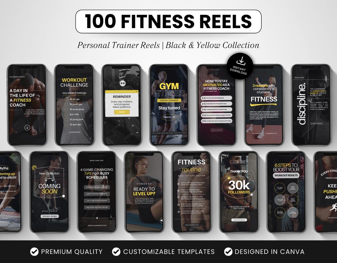Fitness Instagram Reels Templates, Canva Editable Reels for Trainers ...