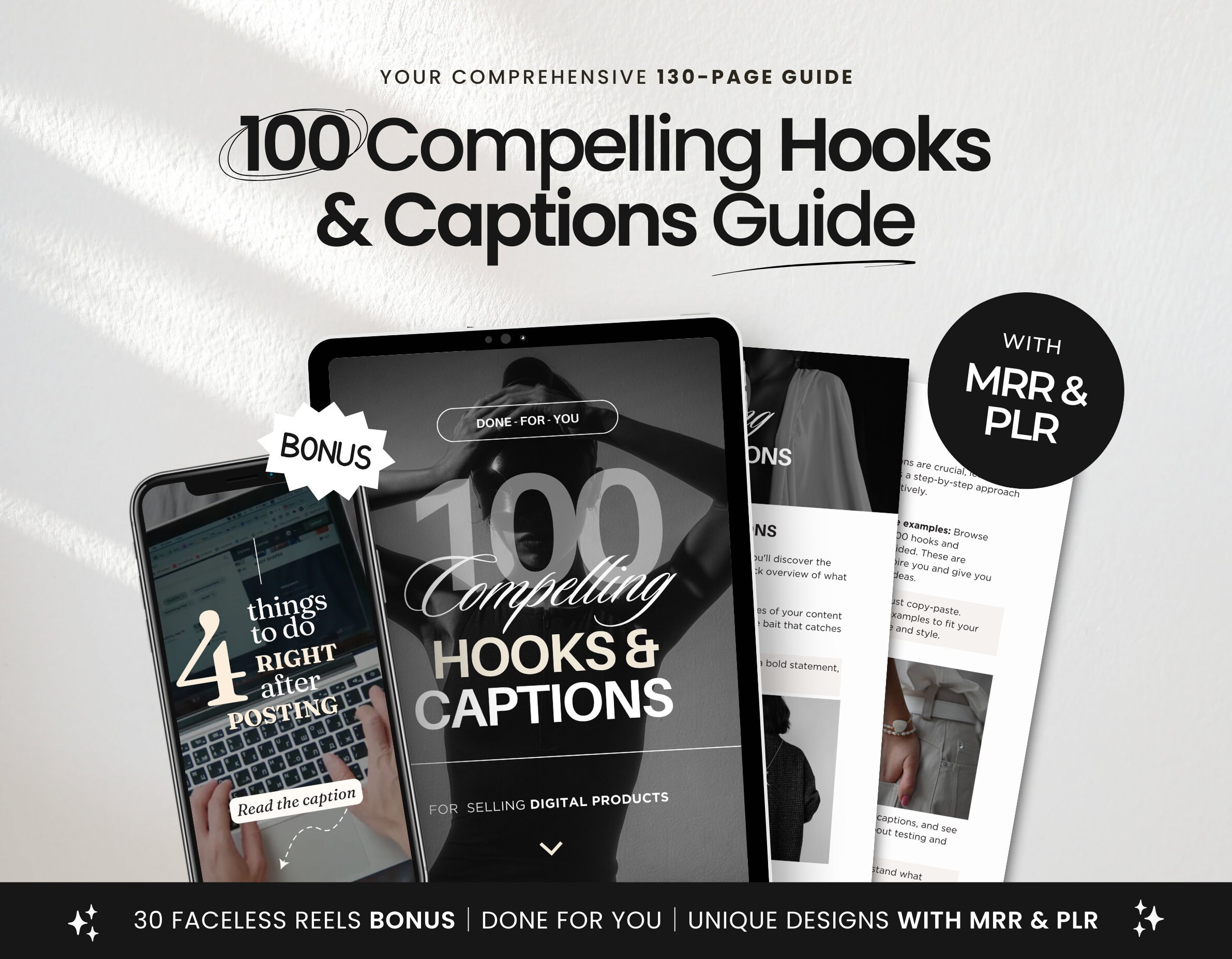100 Compelling Hooks & Captions Guide With PLR and MRR Bonus Faceless Reels, Viral Hooks, Viral ...