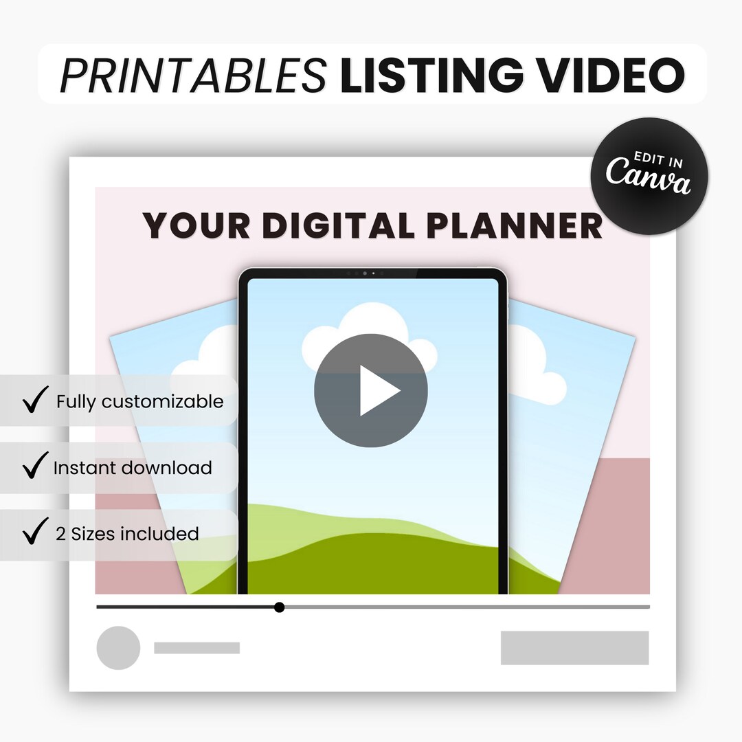 Etsy Printables Listing Video Template Canva, Digital Listing Video ...