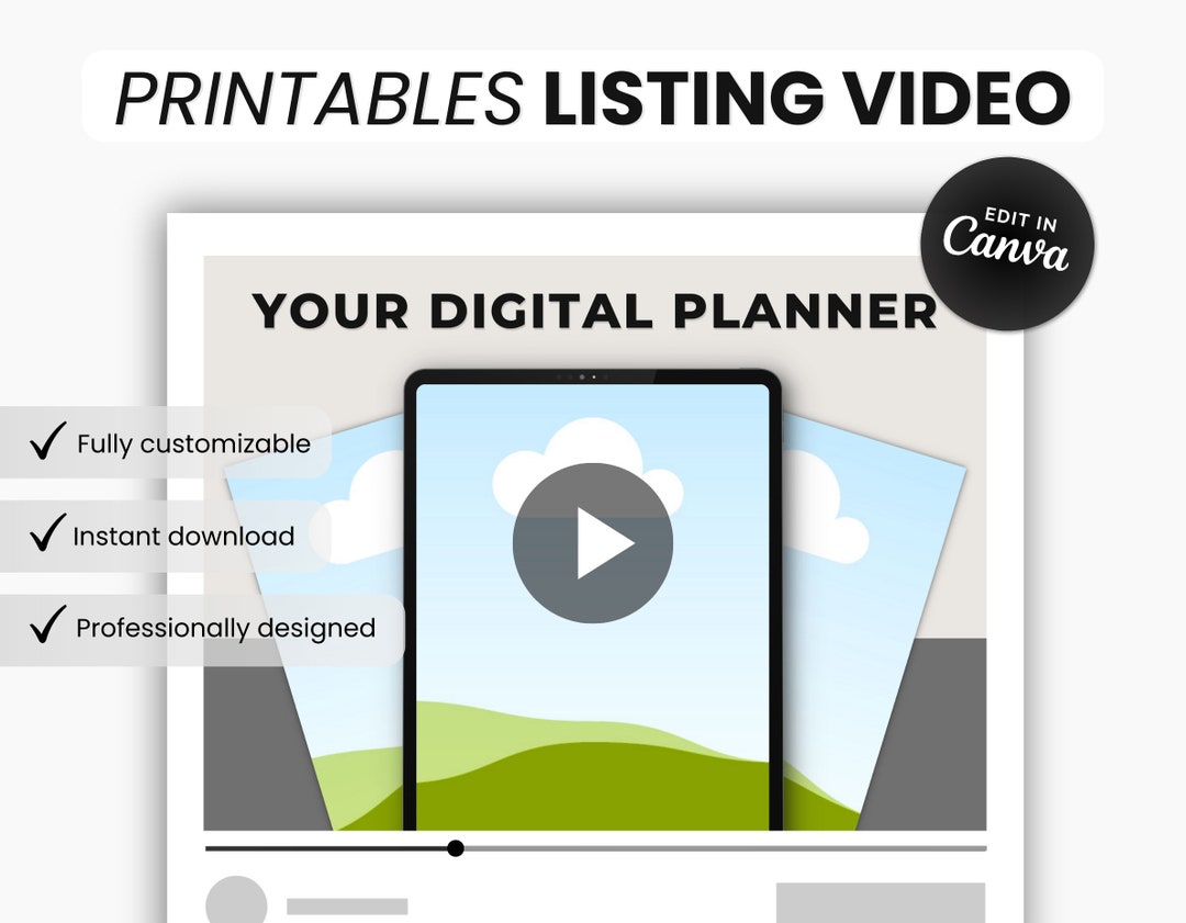 Etsy Printables Listing Video Template Canva Digital Listing - Etsy