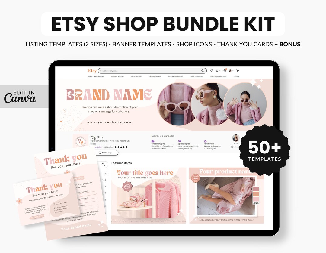 Etsy Shop Bundle Kit Peach, Etsy Branding Kit, Etsy Banner Templates ...