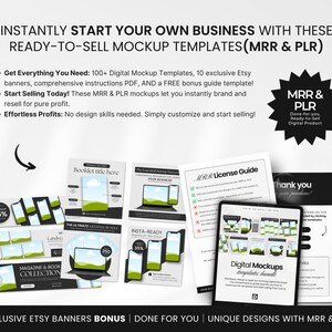 Digital Product Mockup Templates Bundle With PLR & MRR, Digital Listing ...
