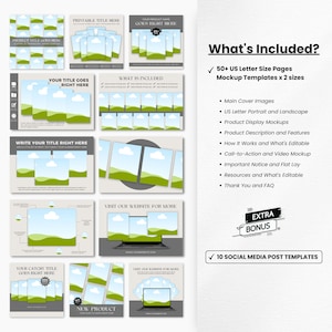 US Letter Size Listing Mockups Bundle, US Letter Printables Mockup ...
