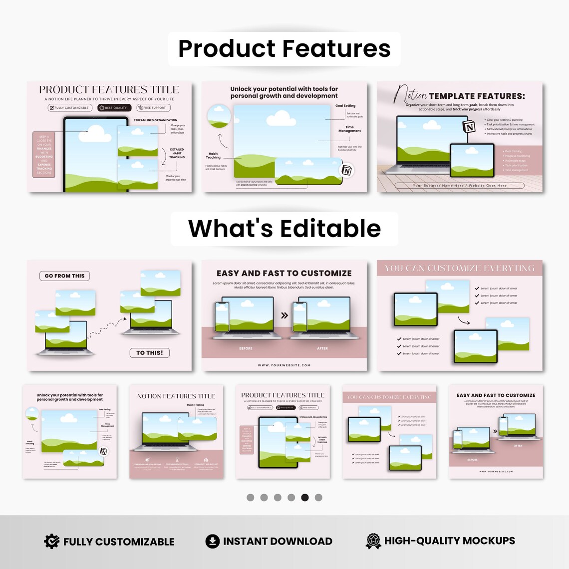 Notion Template Canva Mockups Bundle, Notion Mockup Canva Templates ...