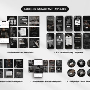 Faceless Social Media Templates Bundle With PLR & MRR, Faceless ...