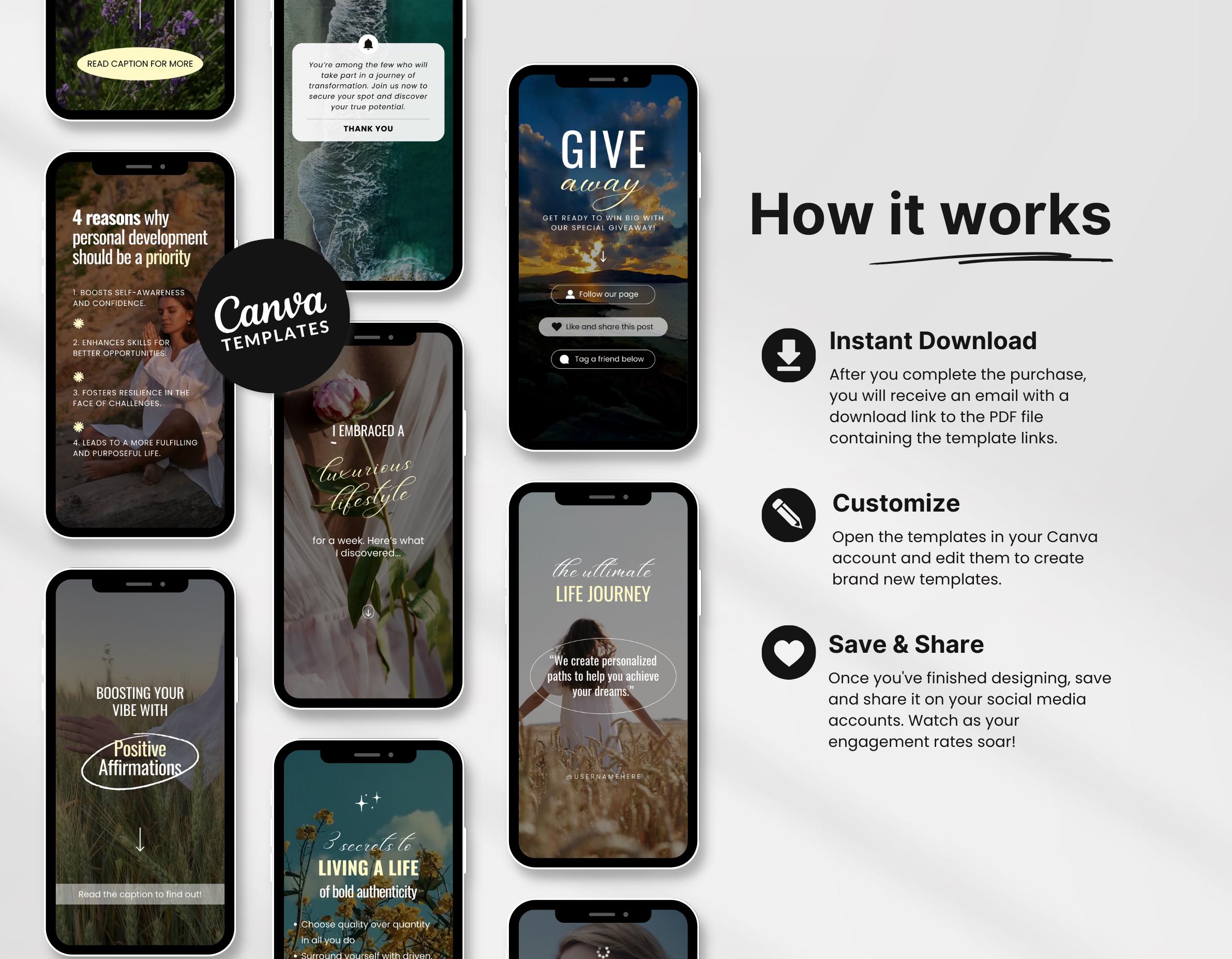 100 Motivational Reels Templates for Instagram & Tiktok, Canva Video ...