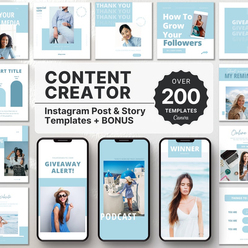 Blue Instagram Template - Etsy