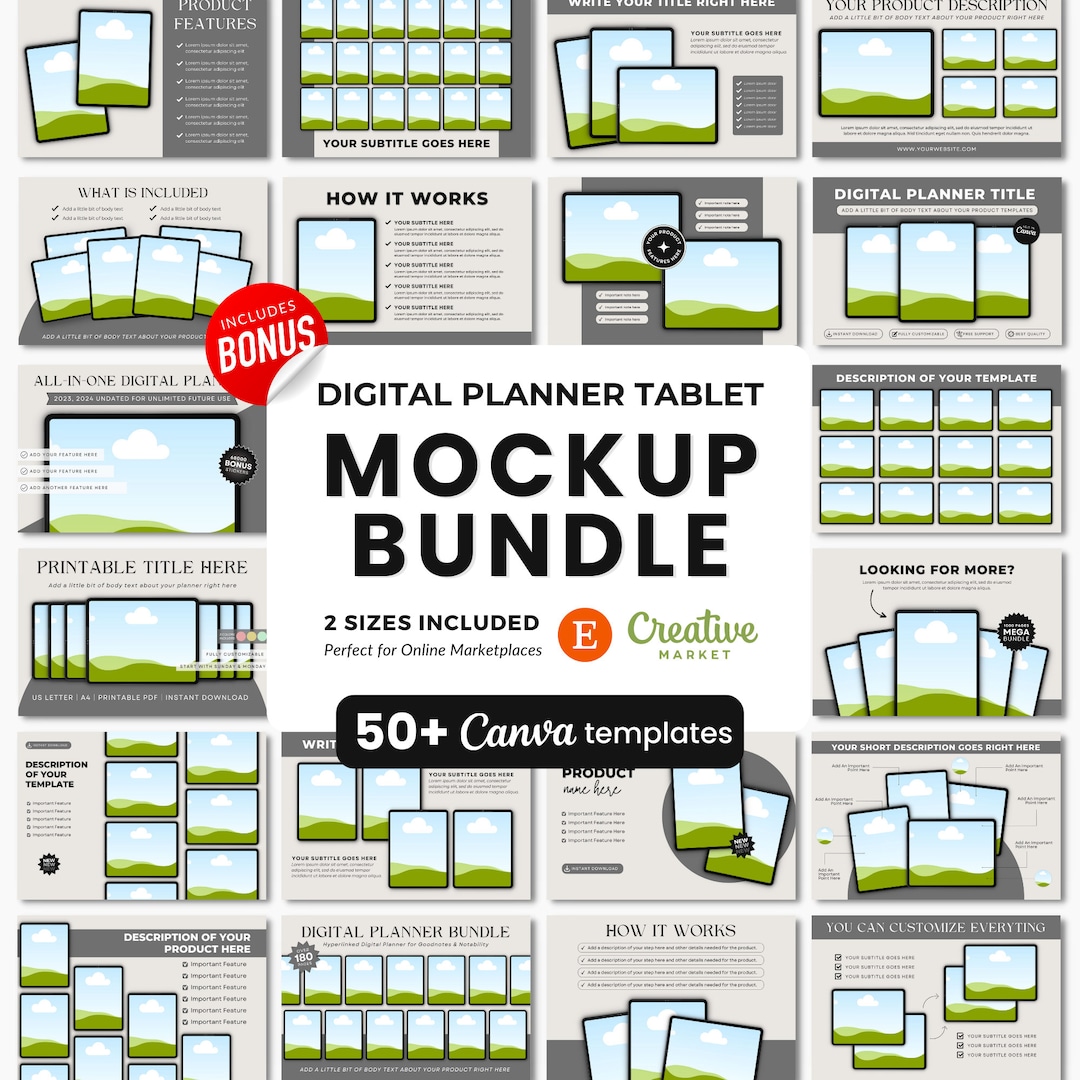 Digital Planner Tablet Mockup Templates, Etsy Listing Template for ...
