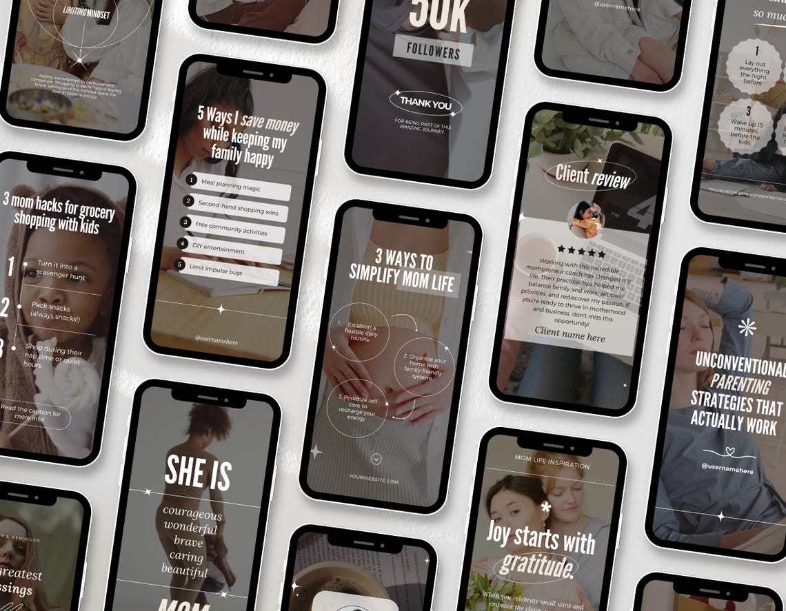 100 Motherhood Instagram Reels Templates, Editable Canva Mom Life ...