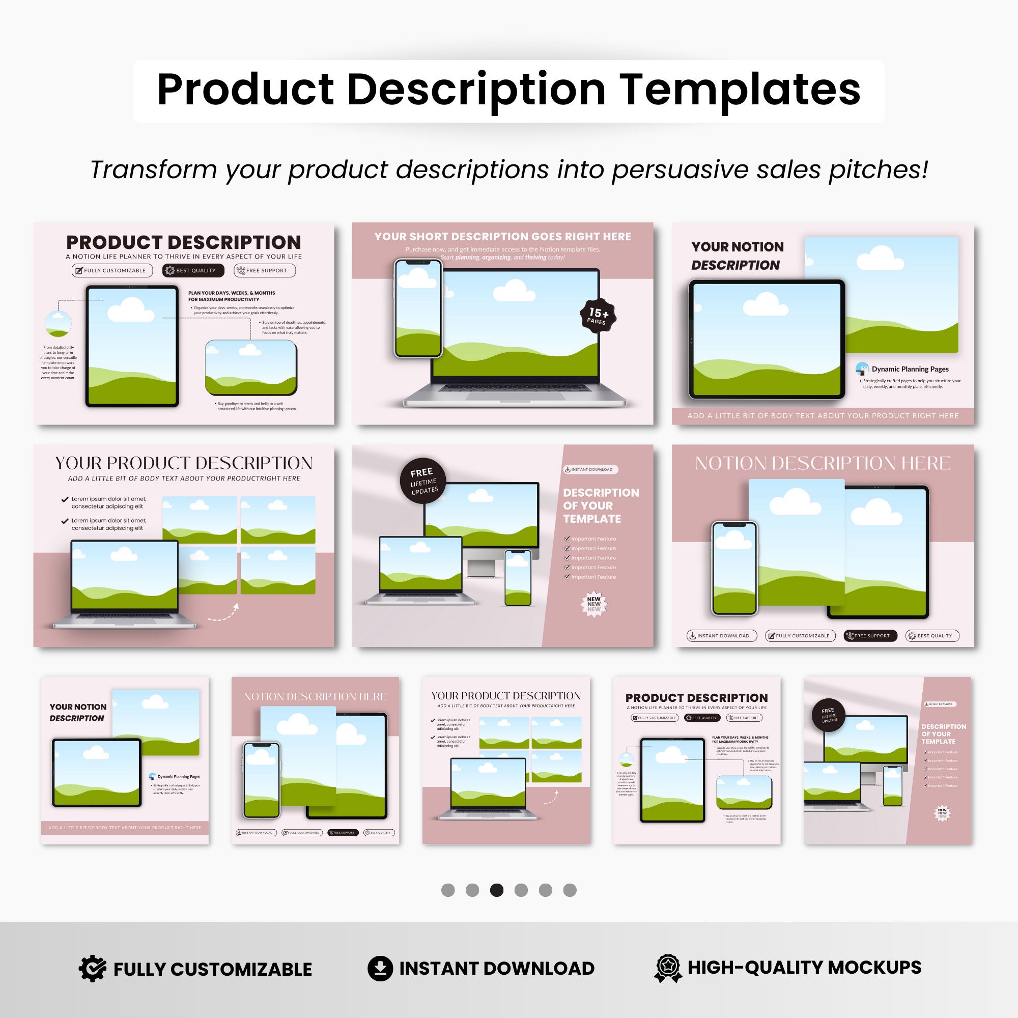 Notion Template Canva Mockups Bundle, Notion Mockup Canva Templates ...