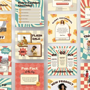 Retro Vibes Instagram Post Templates, Retro Instagram Canva Templates ...