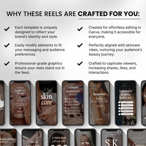 100 Skincare Instagram Reels Templates, Editable Canva Skincare Videos ...