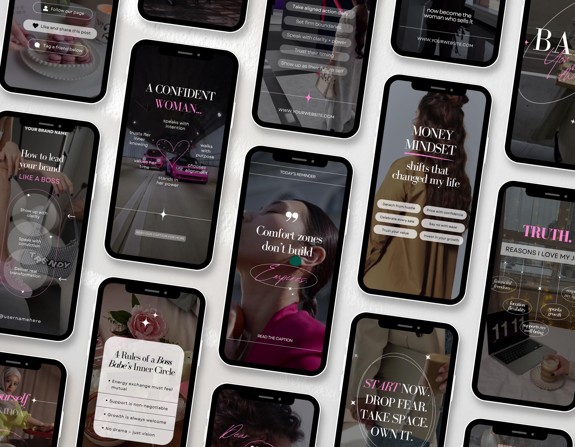 100 Boss Babe Reels Templates, Canva Female Entrepreneur Instagram ...